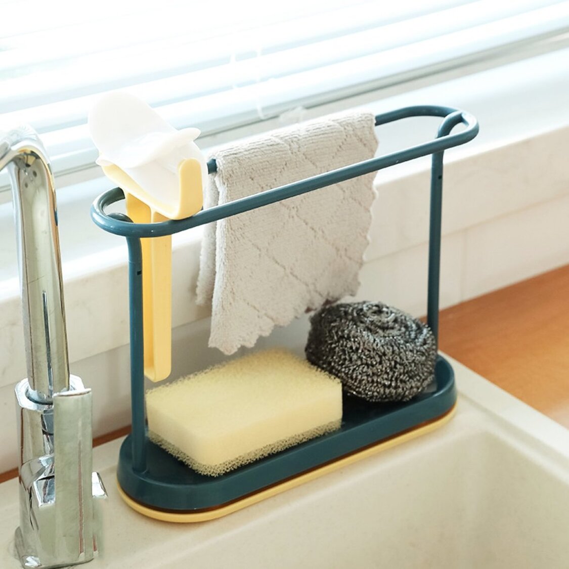 Blue Japanese multifunctional cleaning tool drain rack kitchen cleanin ...